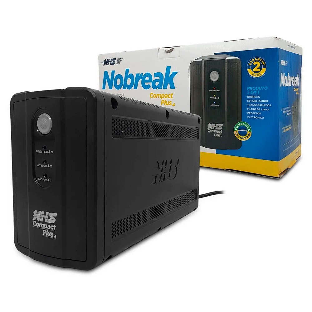 Nobreak NHS Compact Plus 4 Senoidal 91.A0.A01000 Entrada Bivolt Saída ...