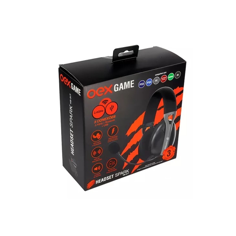Headset Gamer Spark HS317 OEX Bluetooth Multiplataforma | Shopee Brasil