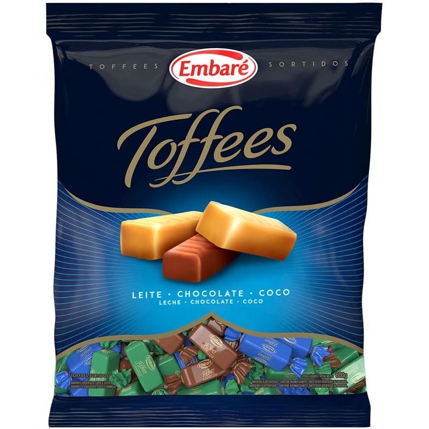 Bala Caramelo Toffees Leite, Chocolate E Coco Embaré 600g | Shopee Brasil
