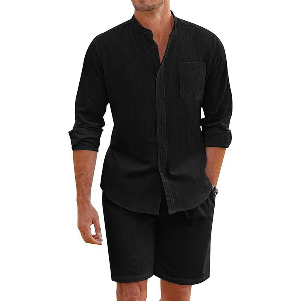 Conjunto de Linho Masculino Camisa Linho Botão Bermuda Linho | Shopee ...