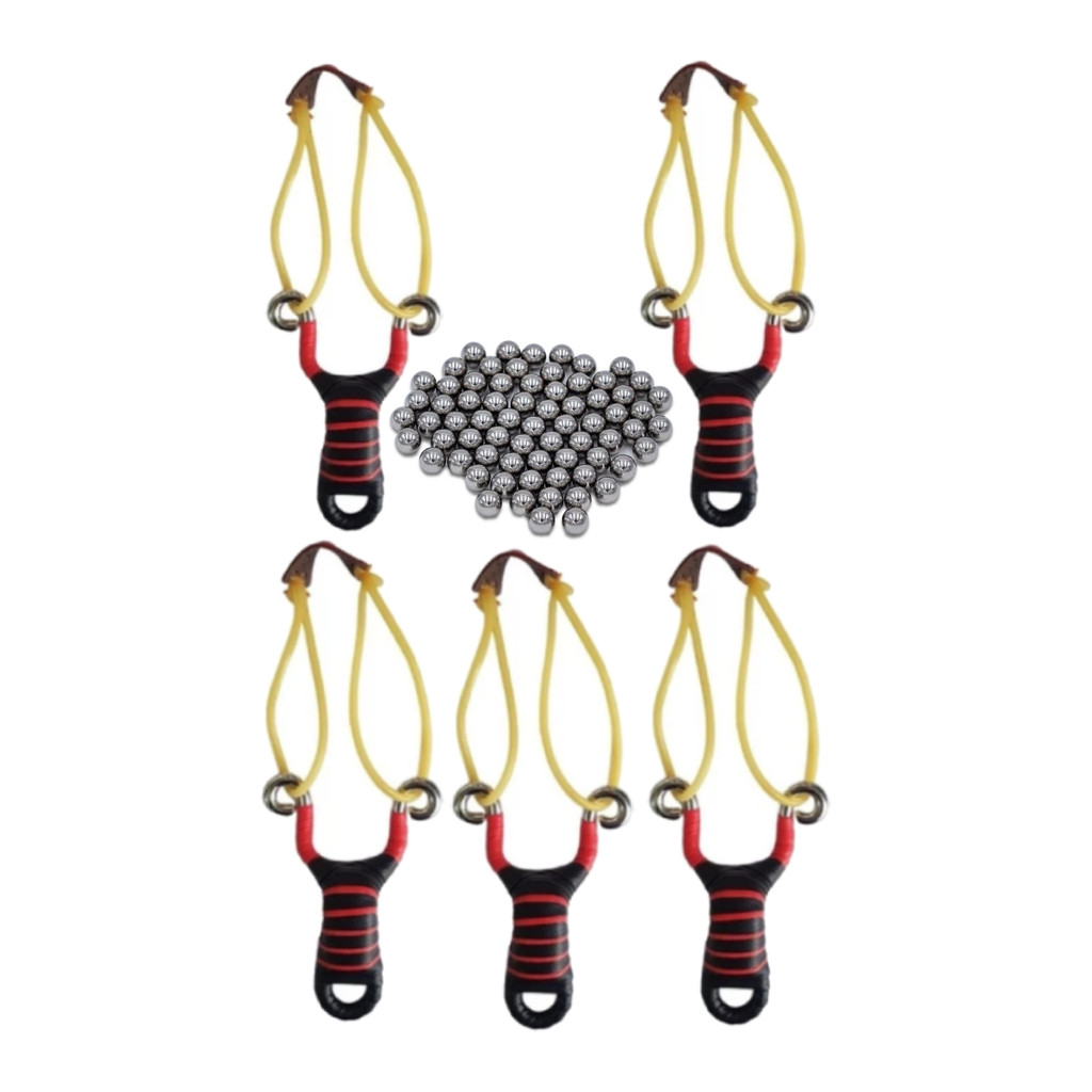 Kit 5 Estilingue Atiradeira Profissional Pesca Slingshot Garrote Metal ...