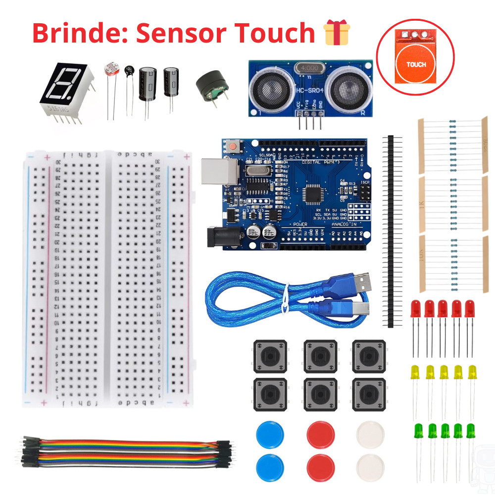 Kit Uno R3 Iniciante 100pcs + Protoboard Para Arduino | Shopee Brasil