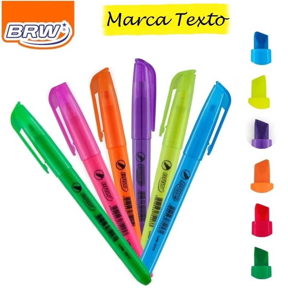 KIT CANETA MARCA TEXTO FLUORESCENTE - BRW | Shopee Brasil