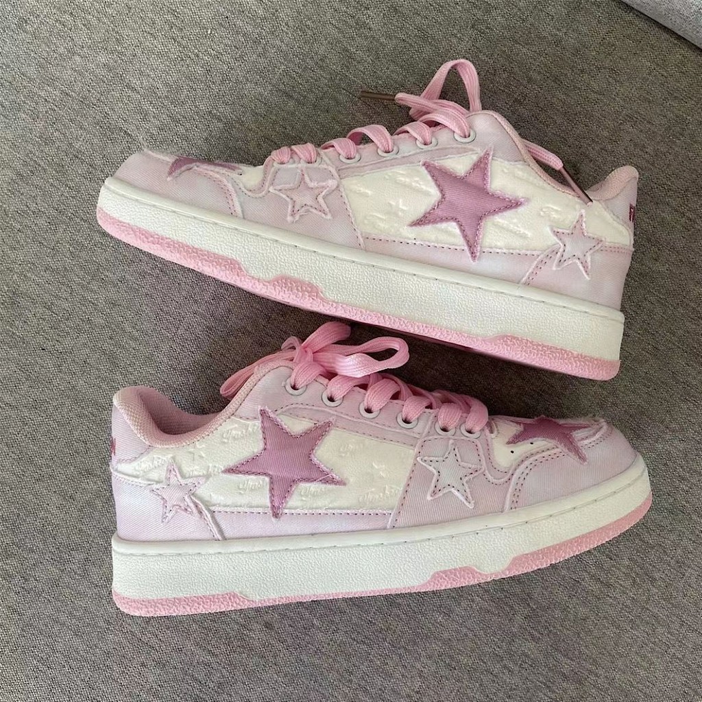 Outono Retro Cem Estrelas Tênis Feminino Baixo Topo Sapatos Casuais ...