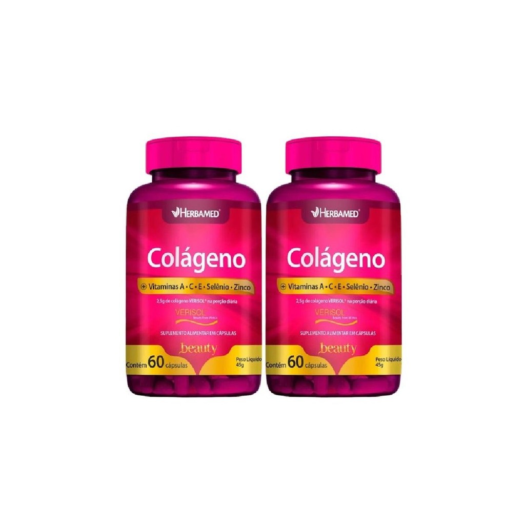 Kit Herbamed Beauty Colágeno 2 Potes 60 Cápsulas Cada | Shopee Brasil