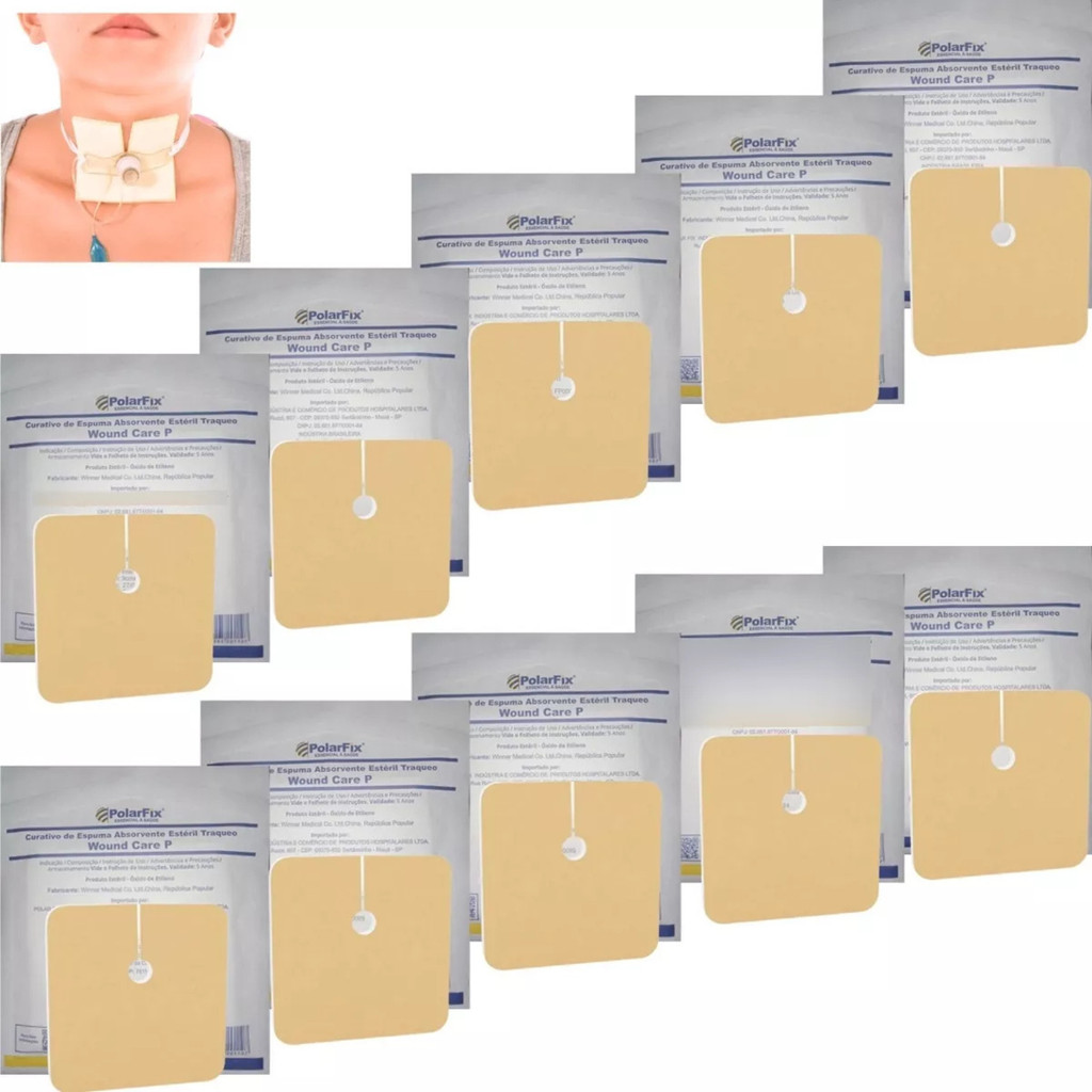 Curativo Traqueo Drenos C/ Orifício Traqueostomia 10 Unidade | Shopee ...