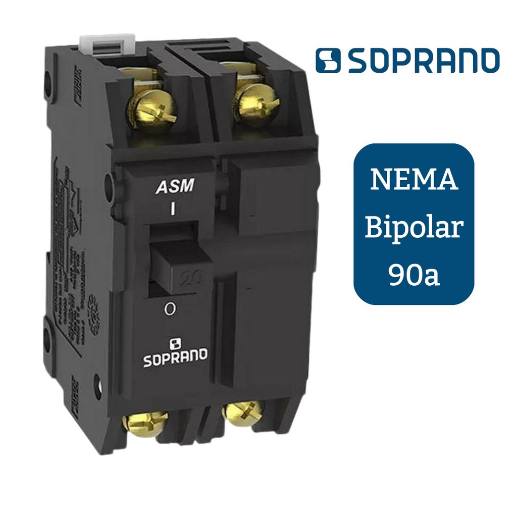 Disjuntor Nema Termomagnético 2p Bipolar preto 90a Soprano | Shopee Brasil