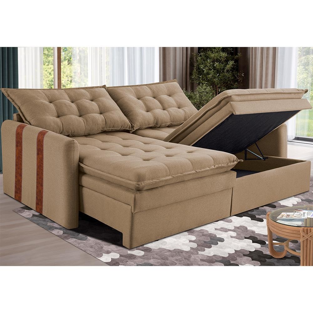 Sofá Baú Sem Caixa Retrátil 1,60m SoftGel Petit Linho Bege Escuro Cama inBox | Shopee Brasil