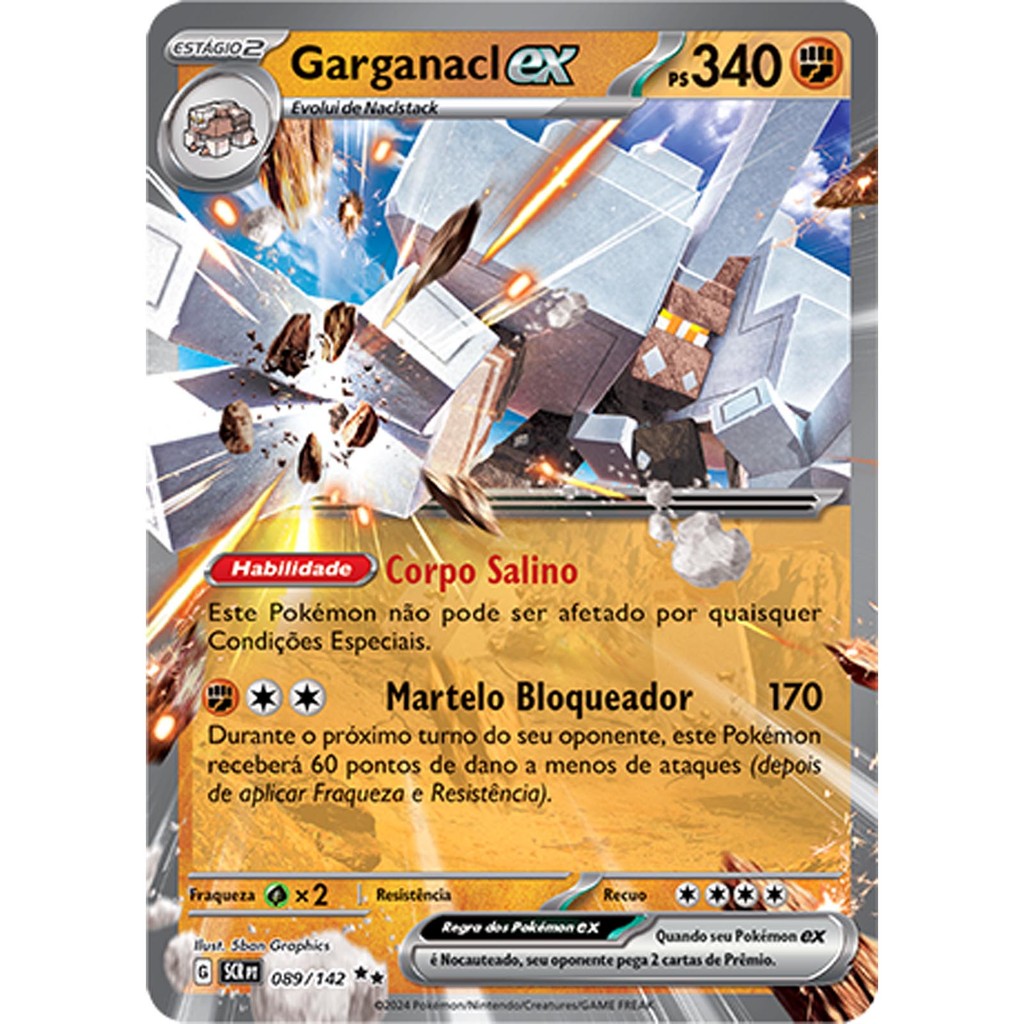 Carta Pokémon - Garganacl Ex 89/142 - Coroa Estelar - Copag | Shopee Brasil