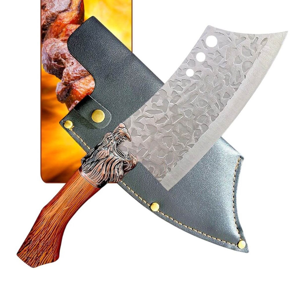 Cutelo Faca Forjado Rustico Artesanal Cabo Boca de Lobo de Madeira Com ...