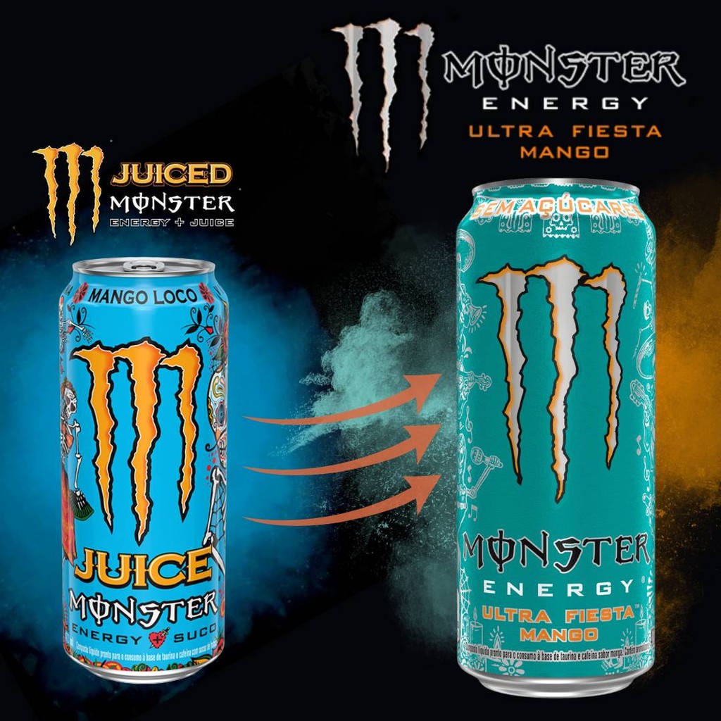 Kit Energético Monster Energy 473ml Mango Loco + Ultra Fiesta Manga ...