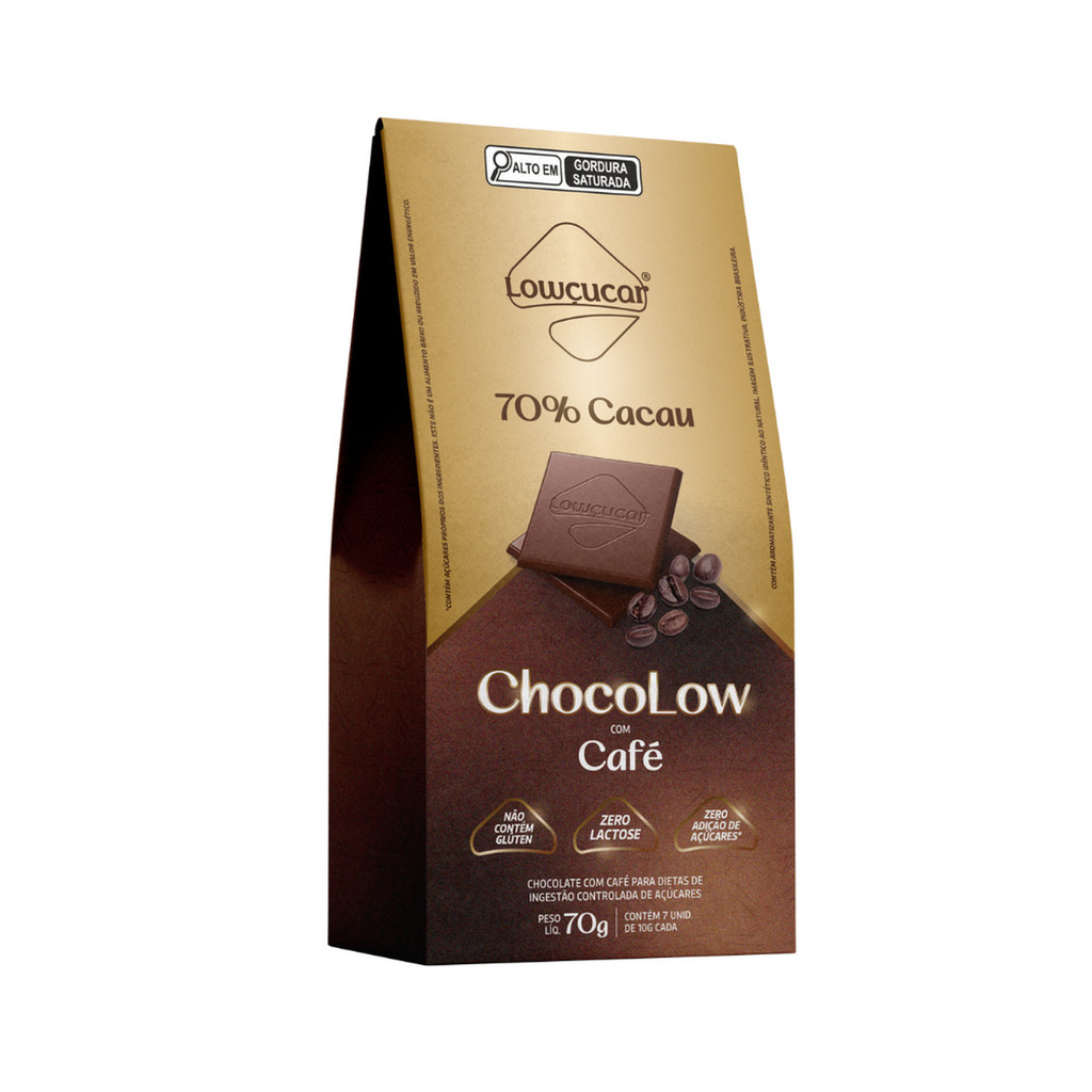 Chocolow Chocolate 70% com Café Zero Lactose 70G | Shopee Brasil