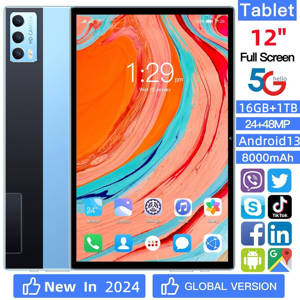 Venda Quente Novo Tablet 12 Polegada 16GB + 1TB Android 13.0 WiFi PC ...