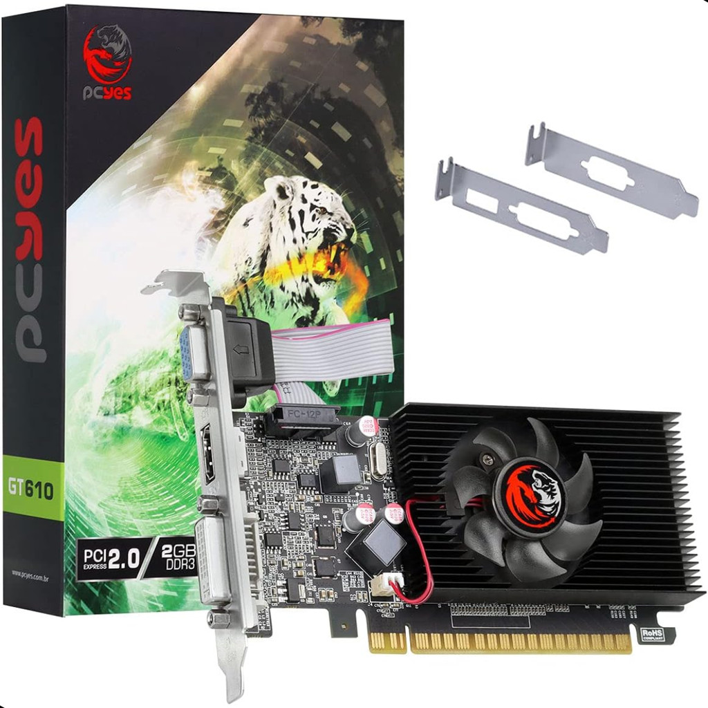 Placa De Vídeo Gamer Nvidia Geforce GT610 ddr3 2gb 64bits Pcyes | Shopee Brasil