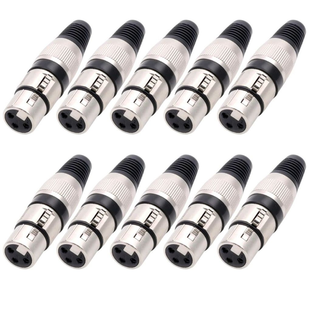 Kit 10 Conector XLR Canon Femea Preto Alta Qualidade | Shopee Brasil