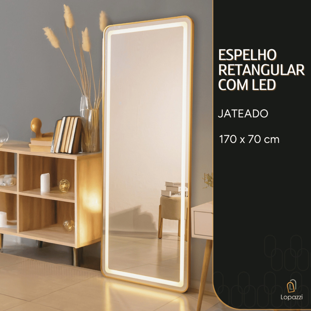 Espelho Retangular Led Moldura Corpo Inteiro 170x70 Quarto | Shopee Brasil