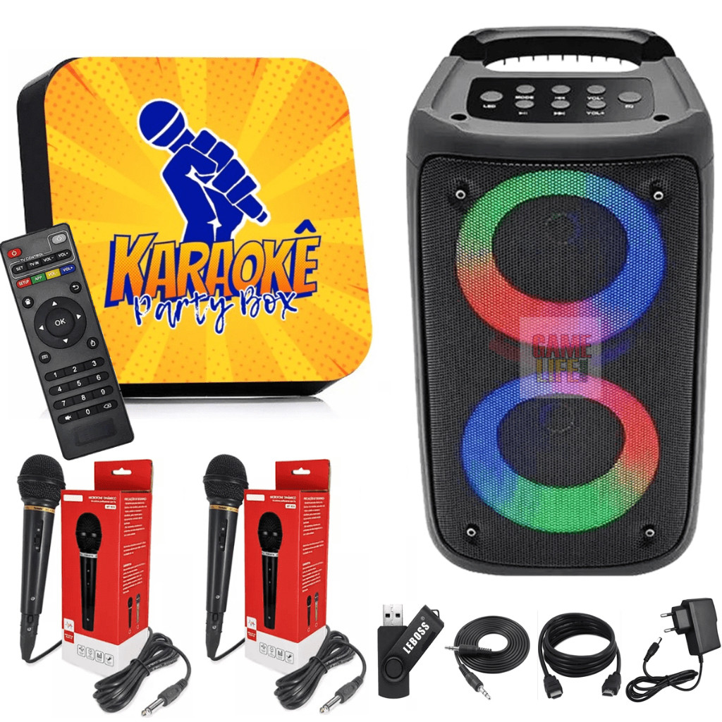 Karaoke Party Box Complete 2 Microfones Speaker Over 2000 Músicas ...