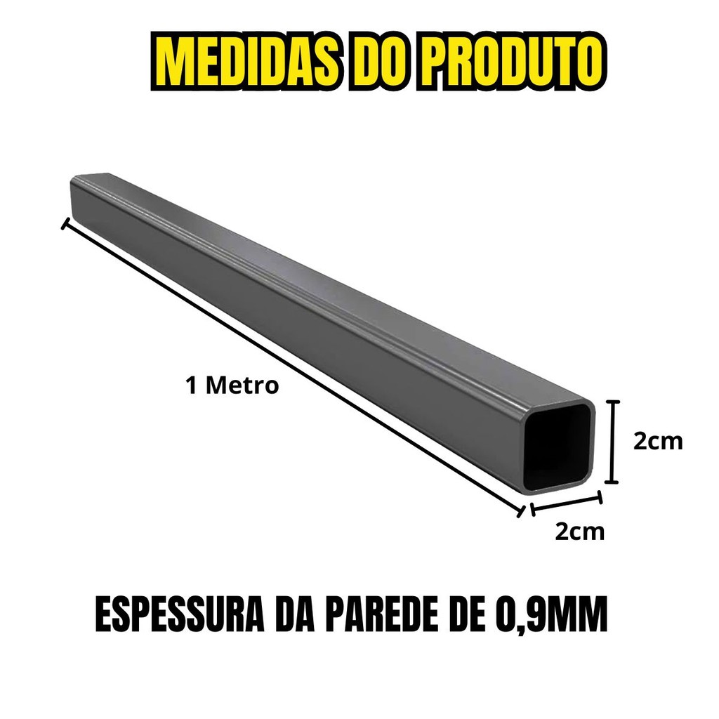 Metalon 20x20 Tubo Quadrado De Aço 1 Metro 2Und | Shopee Brasil