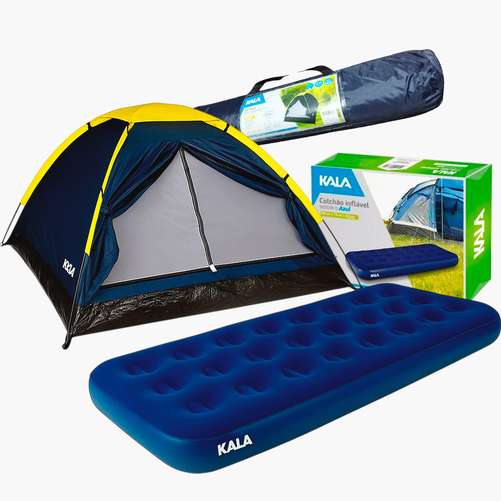 Barraca Camping San Valentin 2 Pessoas + Colchão Solteiro Inflavel Kala ...
