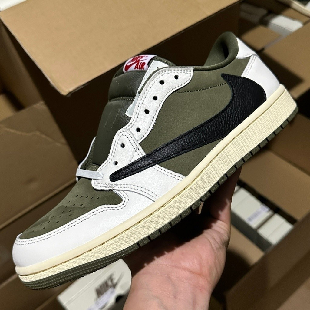 2024 [LJR 5]Travis Scott X Air 1 low OG "oliva médio" tênis AJ1 para ...