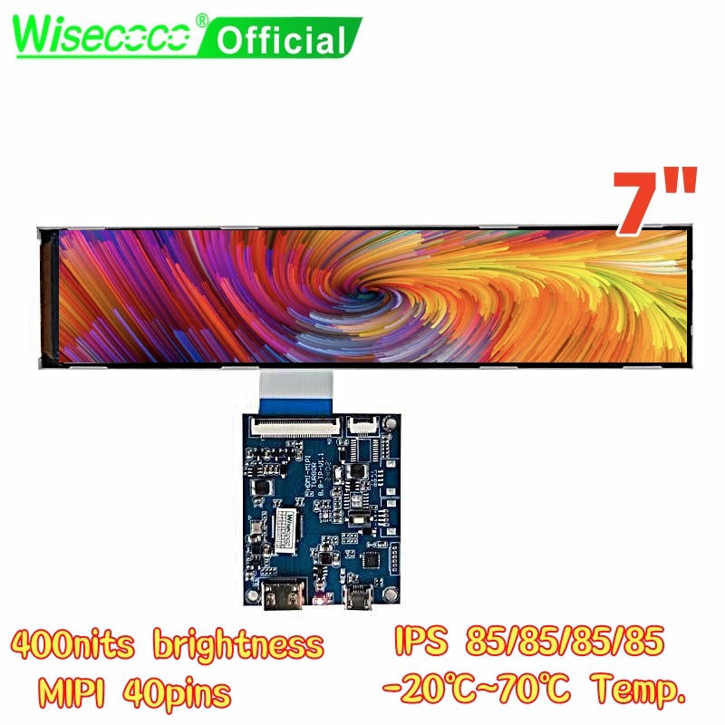 Wisecoco 7 Polegadas Barra Elástica Display TFT LCD 280x1424 Tela IPS Tira Longa 600x1424 Placa ...
