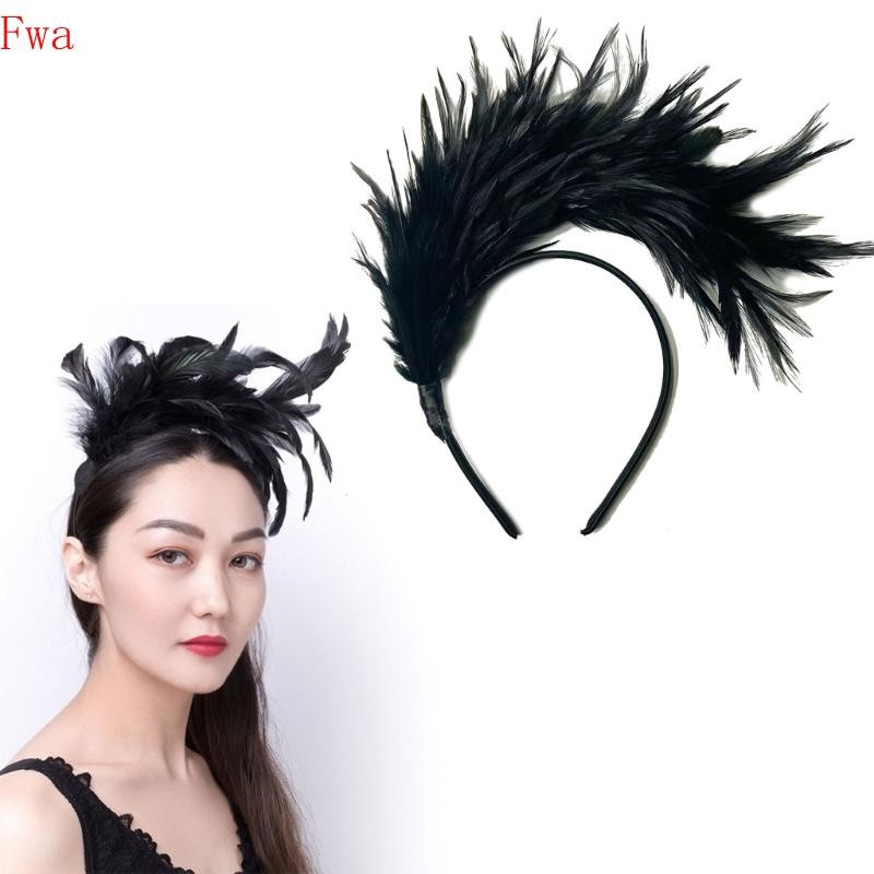 Fwa Mardi Gras Tiara Flapper Pena Burlesco Headpiece Com | Shopee Brasil