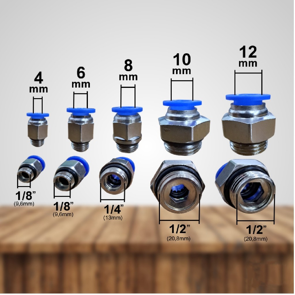 Conexão Pneumática Instantânea Reta Macho - Conector Acoplador Engate Rápido Rosca Bsp | Shopee ...