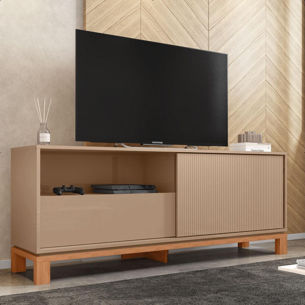 Bancada Rack Para TV até 55 Polegadas Jace Marrom Caemmun | Shopee Brasil