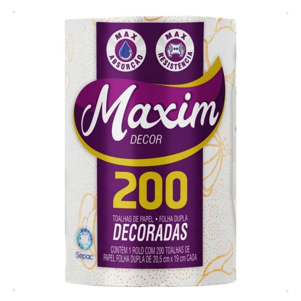 Papel Toalha Folha Dupla Maxim Bobina 19cm Com 200 Folhas | Shopee Brasil