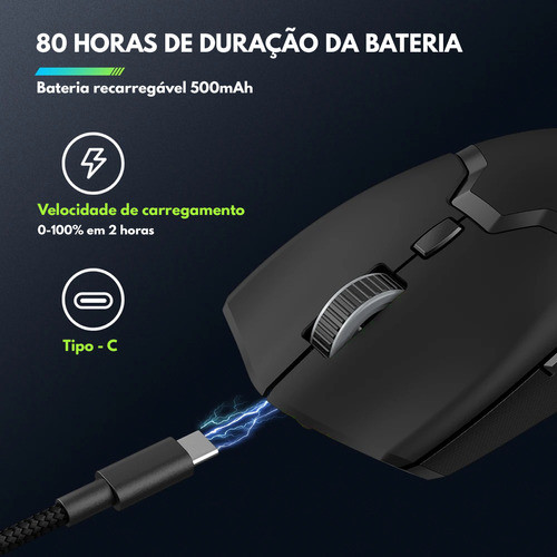 Mouse Gamer Sem Fio Delux M800 Pro Sensor Paw3395- Preto | Shopee Brasil