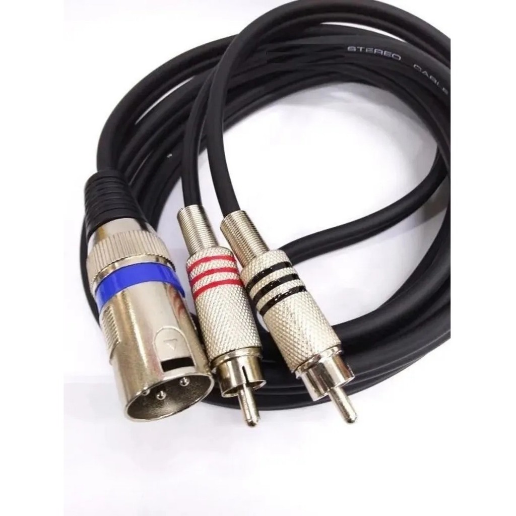 Cabo Xlr Macho 2 Rca Macho 30cm | Shopee Brasil
