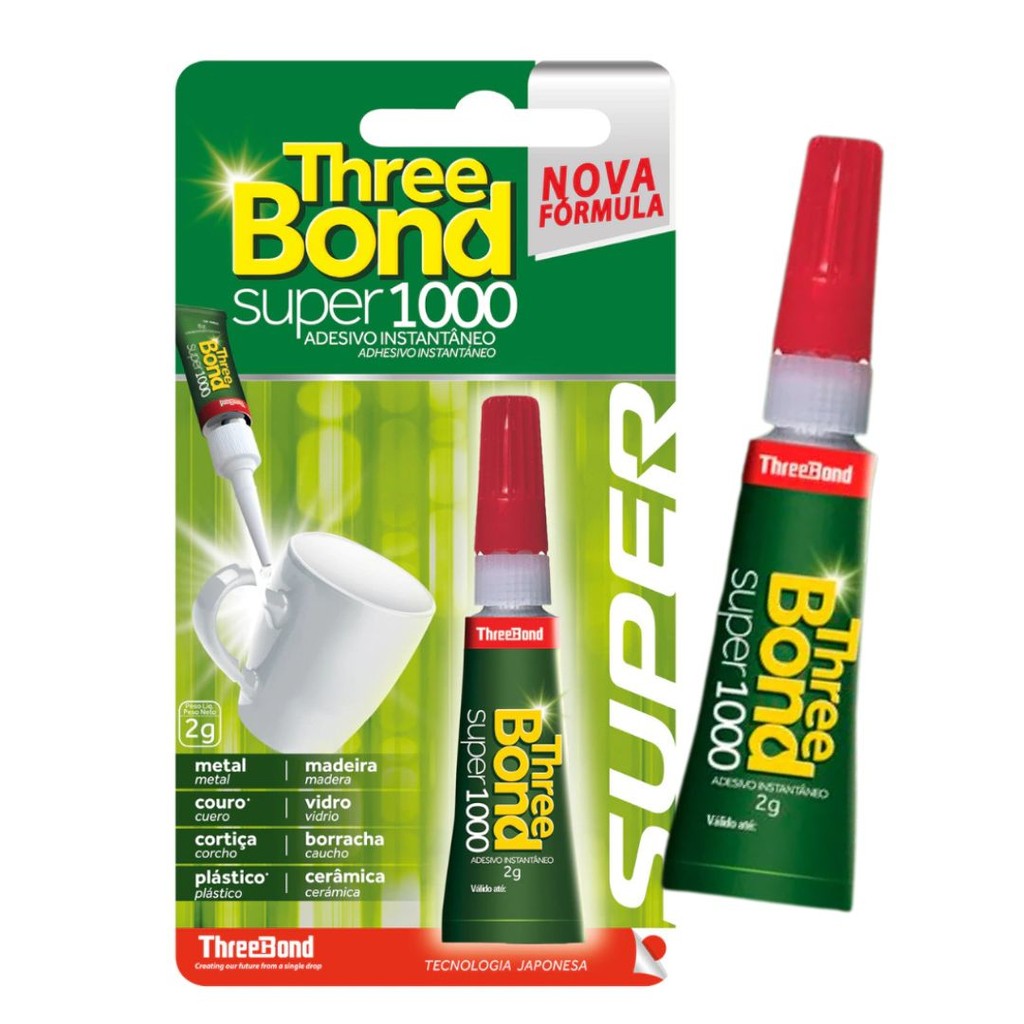 Super Cola Instantânea ThreeBond Super 1000 Adesivo Instantâneo 2g Bonder para Madeira Plástico ...