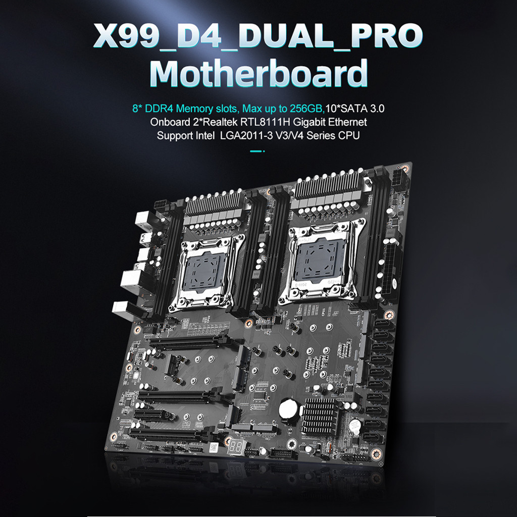 JINGSHA X99 D4 DUAL Pro Placa-Mãe 256GB Capacidade De RAM 8 * Slot De Memória DDR4 10 * SATA 3.0 ...