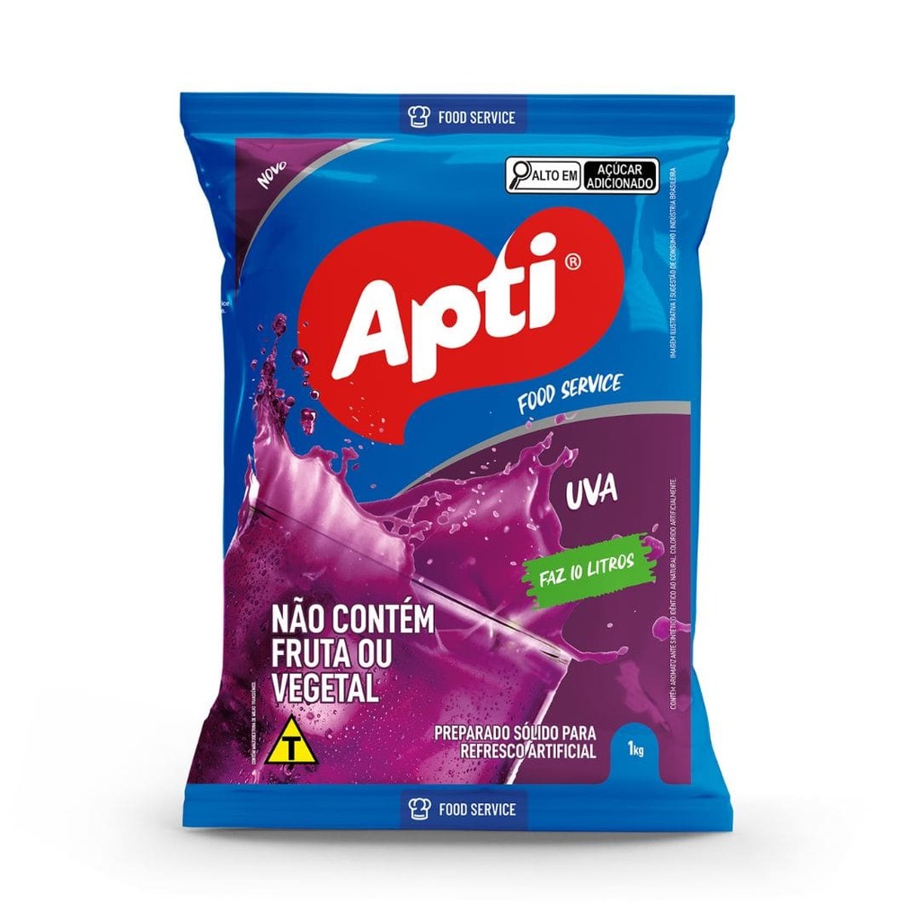 Suco em pó 1kg Apti Sabor Uva Refresco Instantâneo Institucional Rende ...