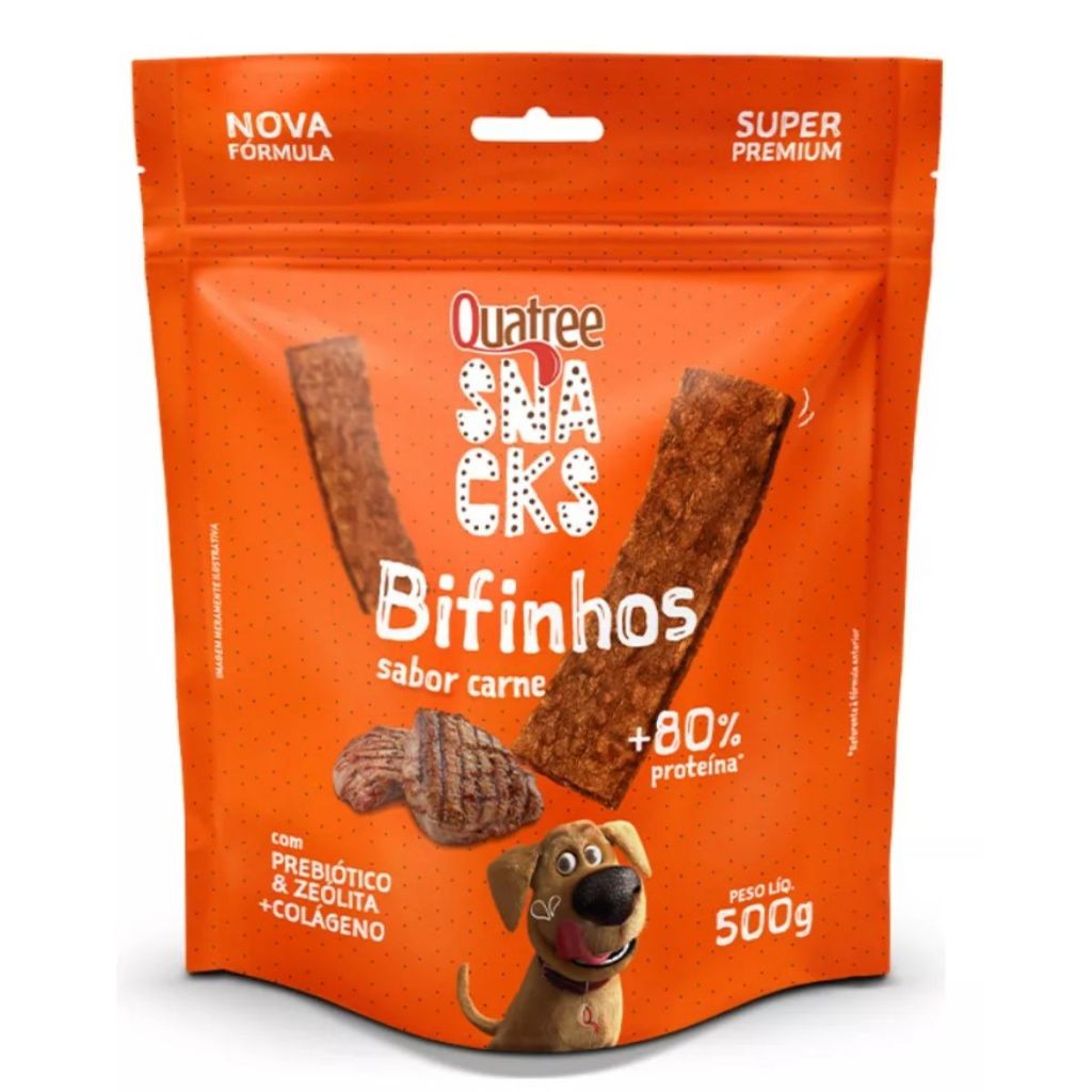 Quatree Snacks Bifinho Sabor Carne 500g | Shopee Brasil