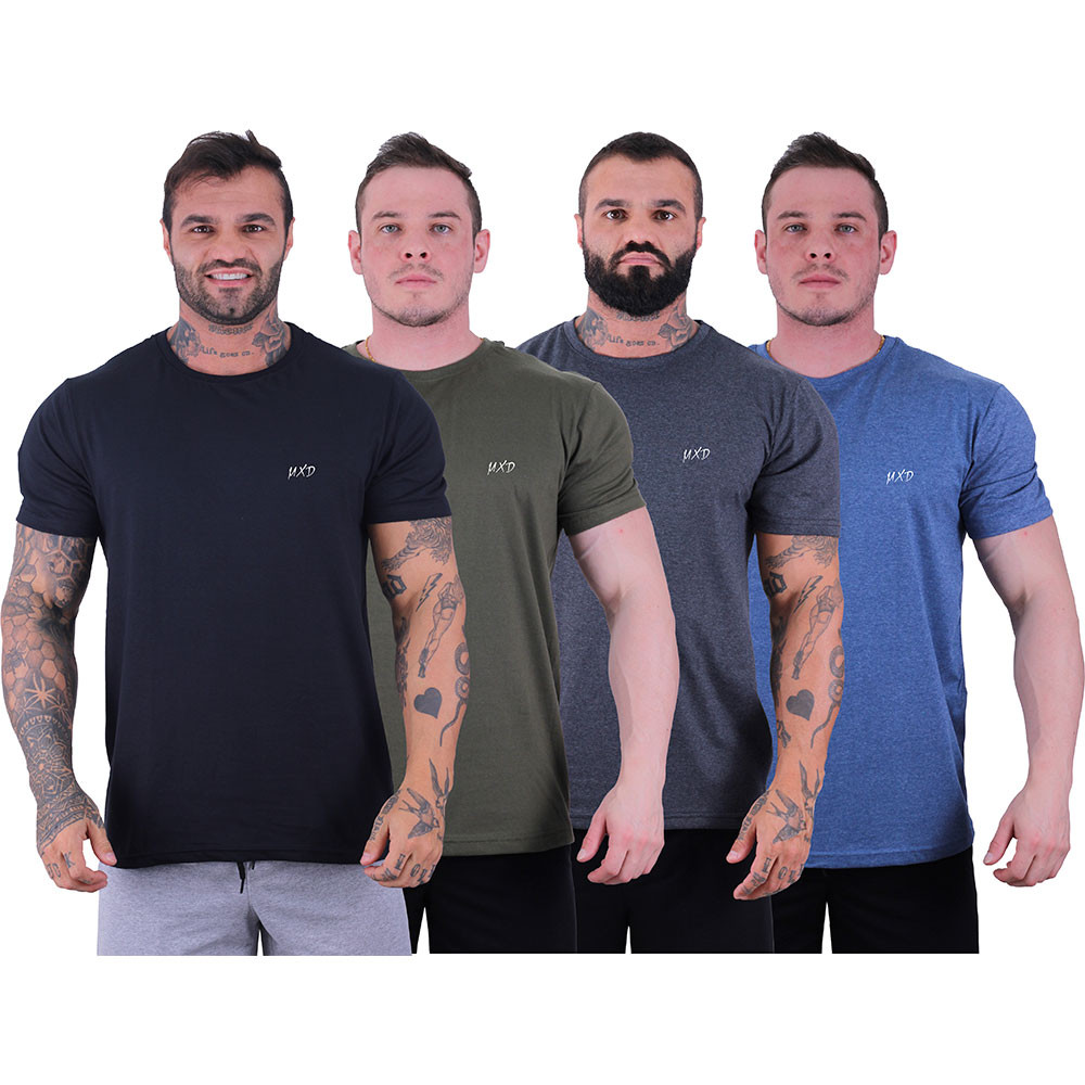 Kit 4 Camiseta Tradicional Masculina MXD Conceito Grife Básico | Shopee Brasil
