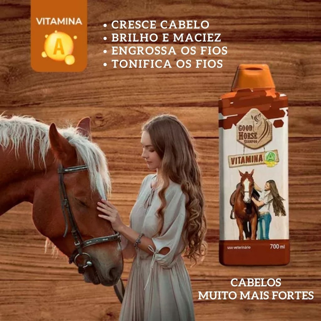 Shampoo p/ cavalo Good Horse 700ml C/ Vitamina A para Crescer Cabelos ...
