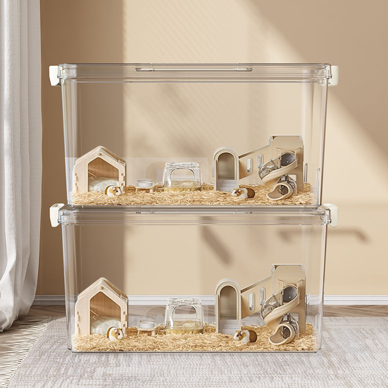 2025 novo estilo gaiola de Hamster acrílico luxo Villa urso dourado ...