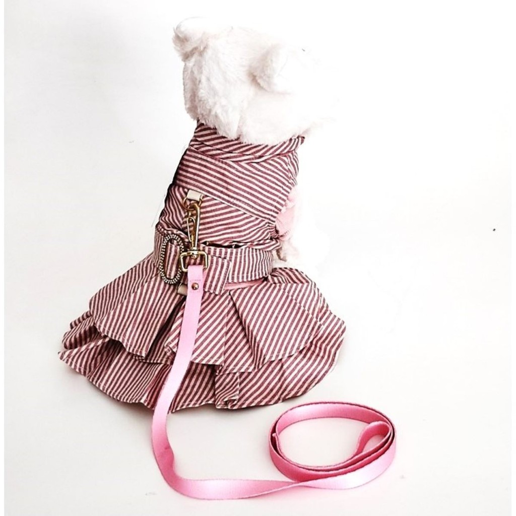 Conjunto Pet Listras Linho Dudog Jaqueta + Vestido c/ Guia | Shopee Brasil