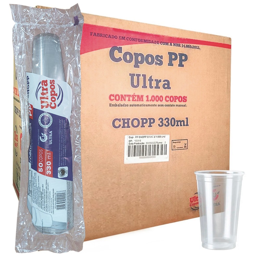 COPO 300ML 330ML DESCARTÁVEL LISO PP CAIXA C/1000 CHOPP SUCO | Shopee Brasil