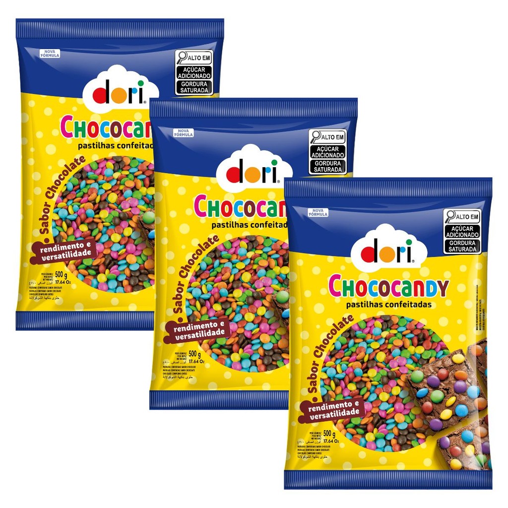Kit 3 PCTs Chococandy Dori Mini Disquetes Coloridos Sabor Chocolate ...