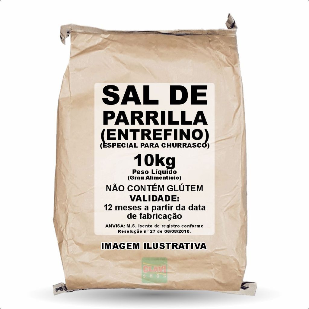 Sal de Parrilla 10Kg Entrefino Granulado Original Tradicional Branco ...