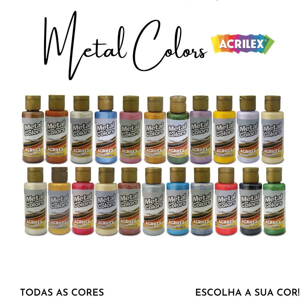 Tinta Metal Colors Acrilex 60 ml - unidade | Shopee Brasil