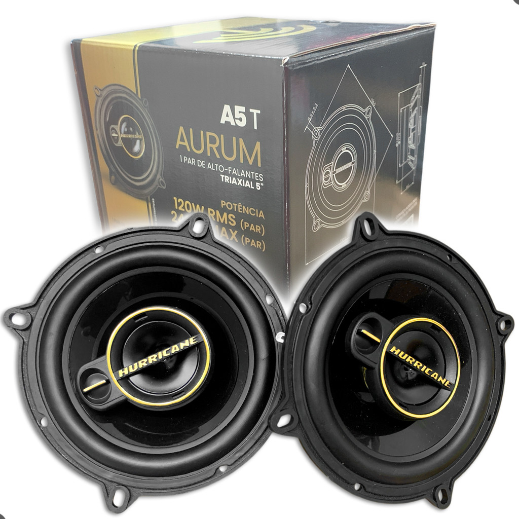 Par de Alto Falante de 5 Polegadas Hurricane Aurum A5T Triaxial 120W RMSv | Shopee Brasil