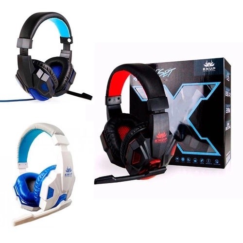 Fone de ouvido over-ear gamer preto e azul/ Vermelho ps4 xbox one p2 Knup KP-397 | Shopee Brasil