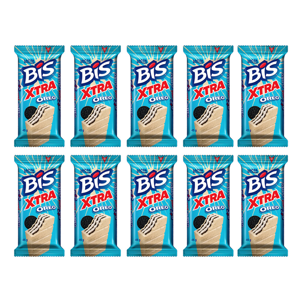 Kit com 10x Chocolate Bis Xtra Oreo Lacta 45g | Shopee Brasil