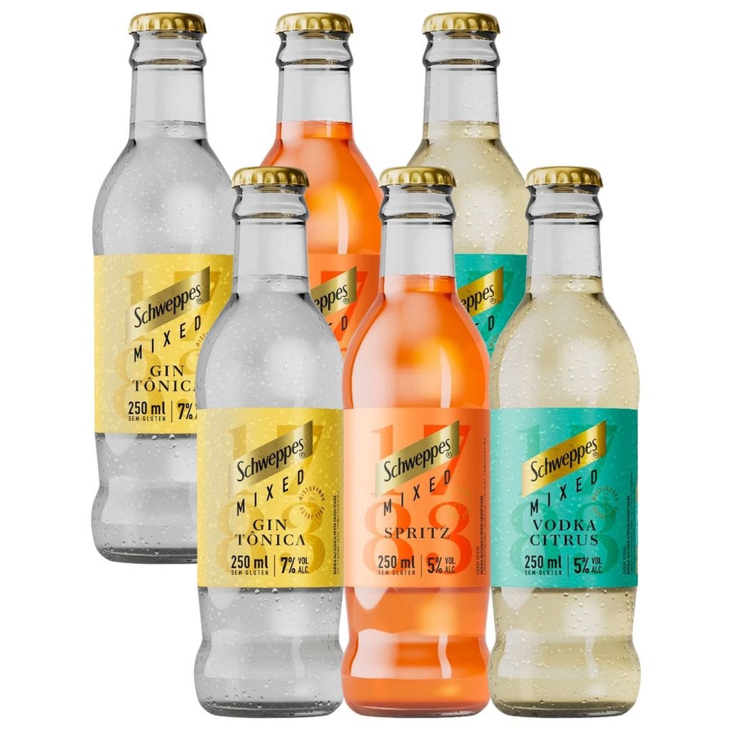 Kit 2un Schweppes Mixed Long Neck 2un Spritz + 2un Vodka Citrus + 2un ...