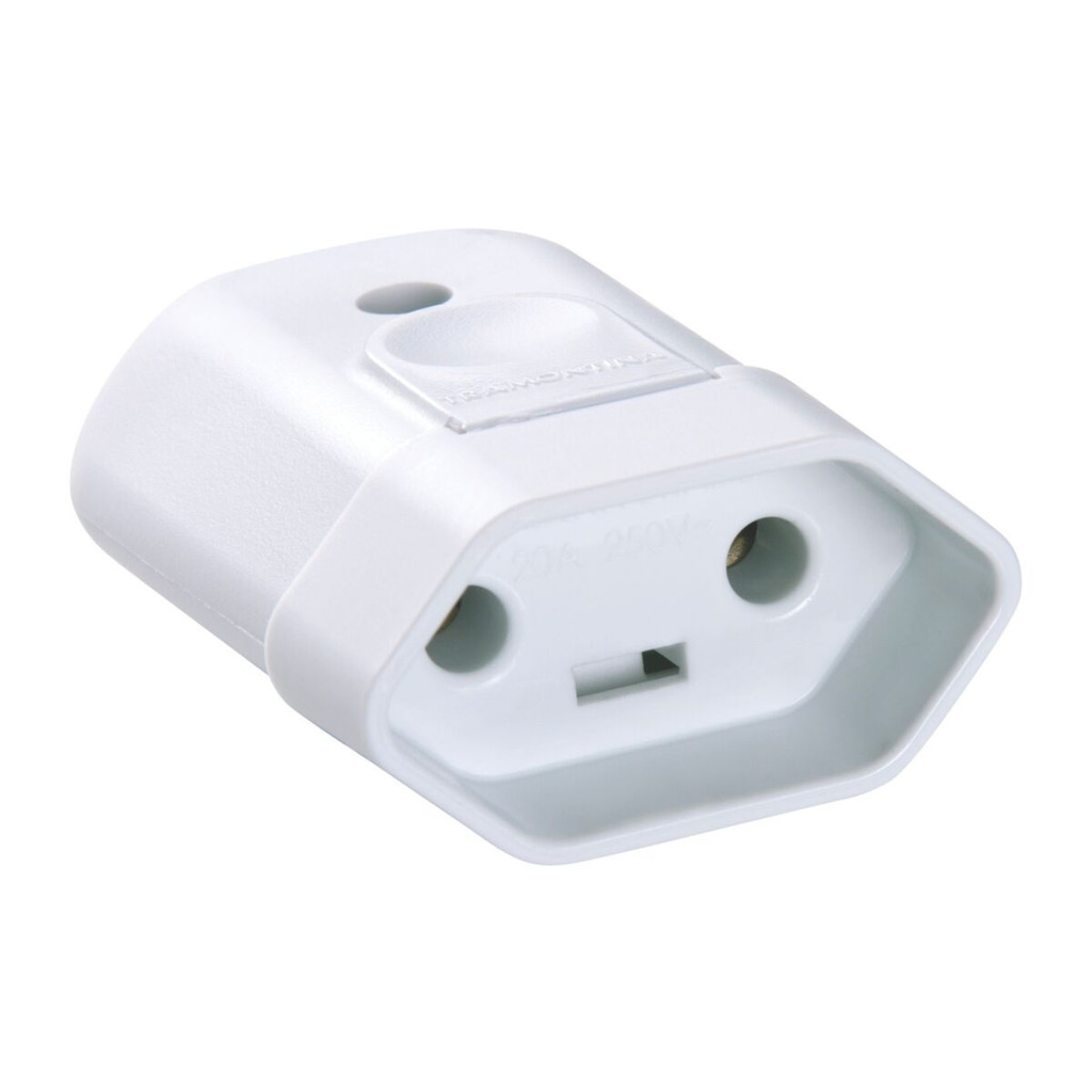 PLUGUE FEMEA 2P 20A/250V BRANCO | Shopee Brasil