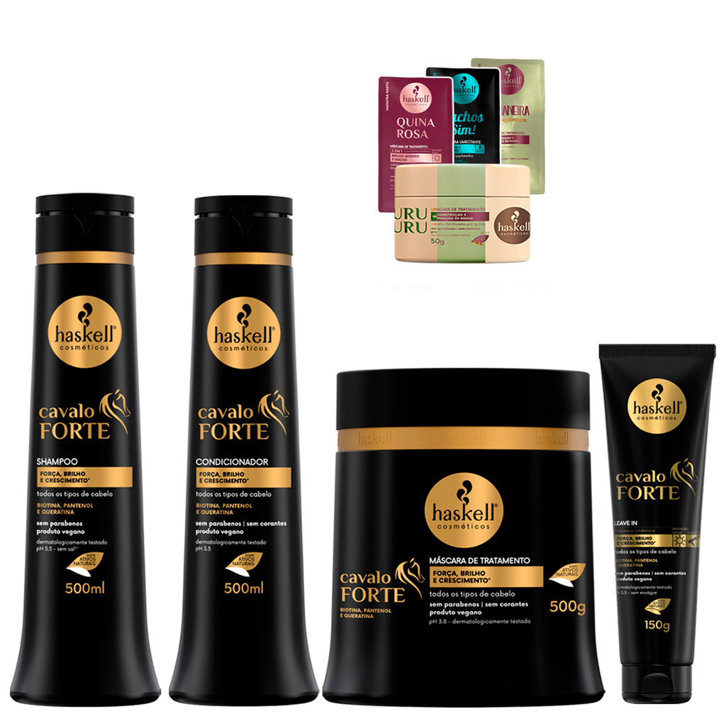 Kit Sh Cond Másc 500ml Leave 150gr Haskell Cavalo Forte | Shopee Brasil