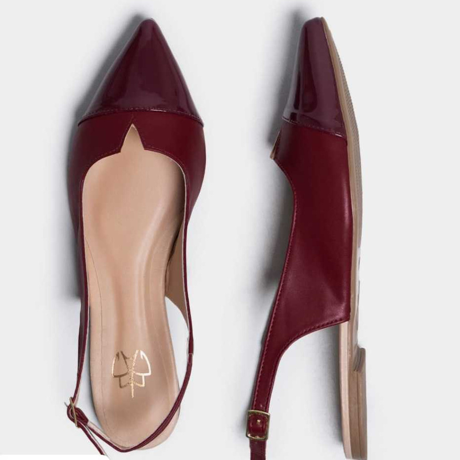 Mule Feminino Sapato Bico Fino Sapatilha Aberto Verniz Slingback Liso ...